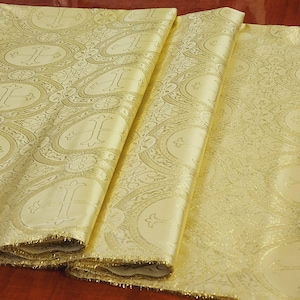 Ivory Gold Religious Brocade - Liturgical Fabric - Ecclesiastical ...