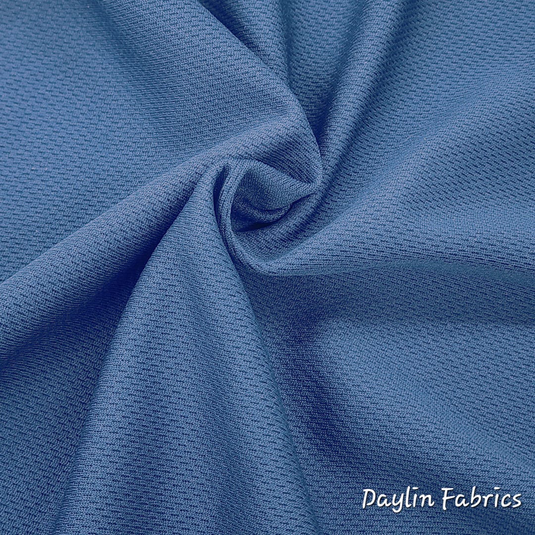 Perry Blue Polyester Dimple Sports Mesh Knit Fabric by the Yard & Bolt ...