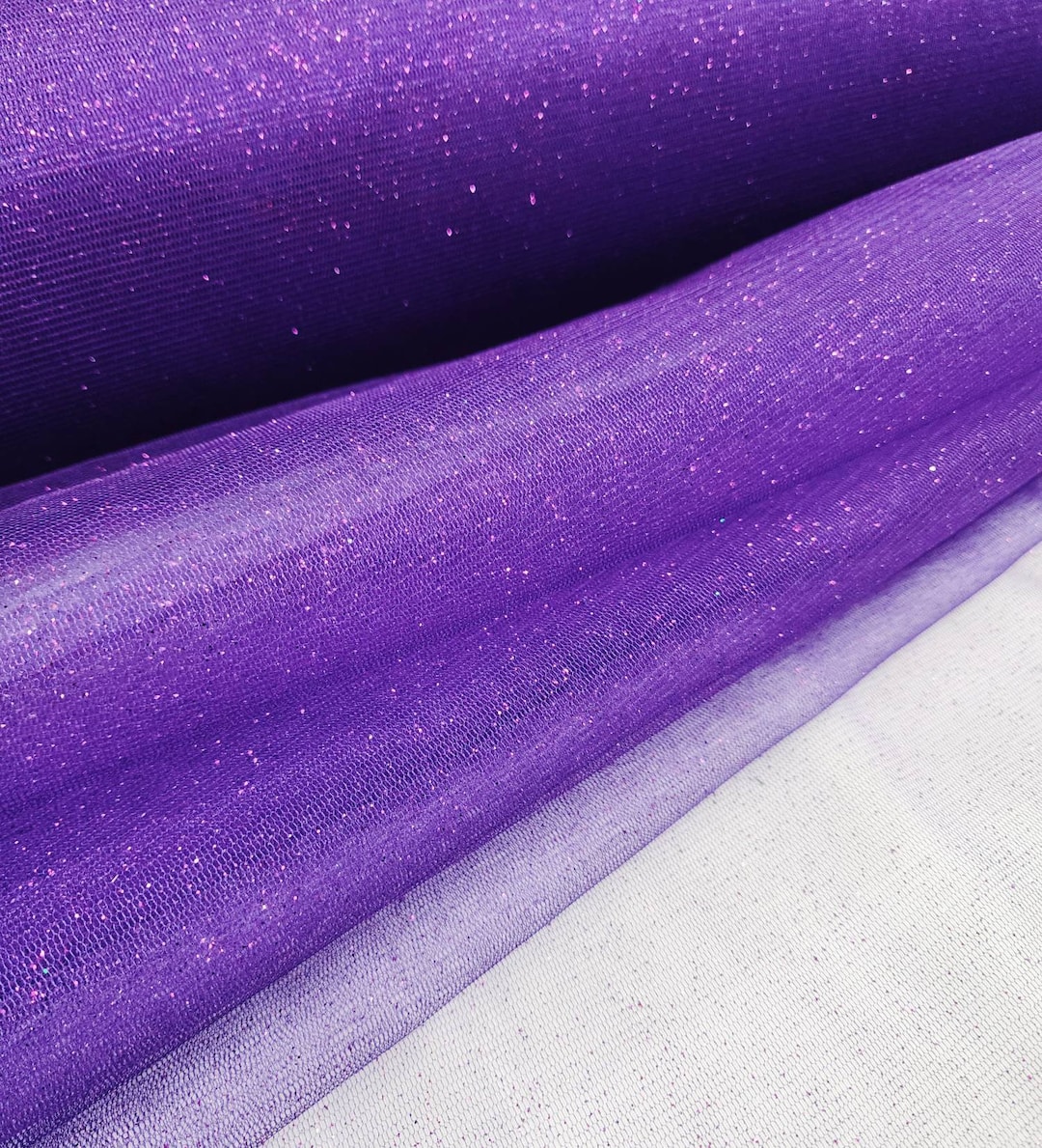 Purple Glitter Tulle Fabric Sparkle Shiny Tulle by the Yard for Bridal ...