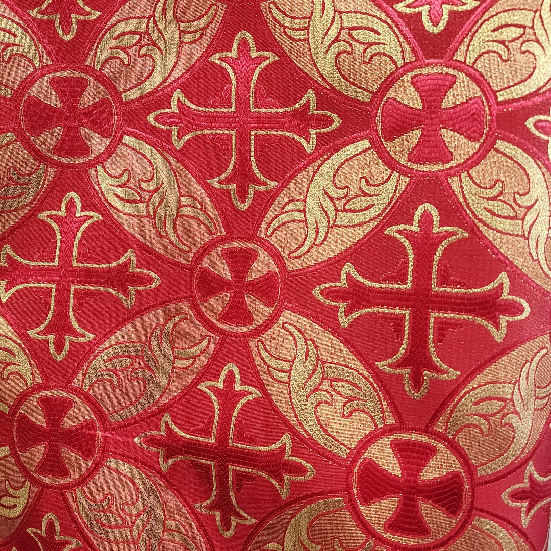 Red Gold Liturgical Fabric Cross Brocade for Vestment Clergy Apron ...