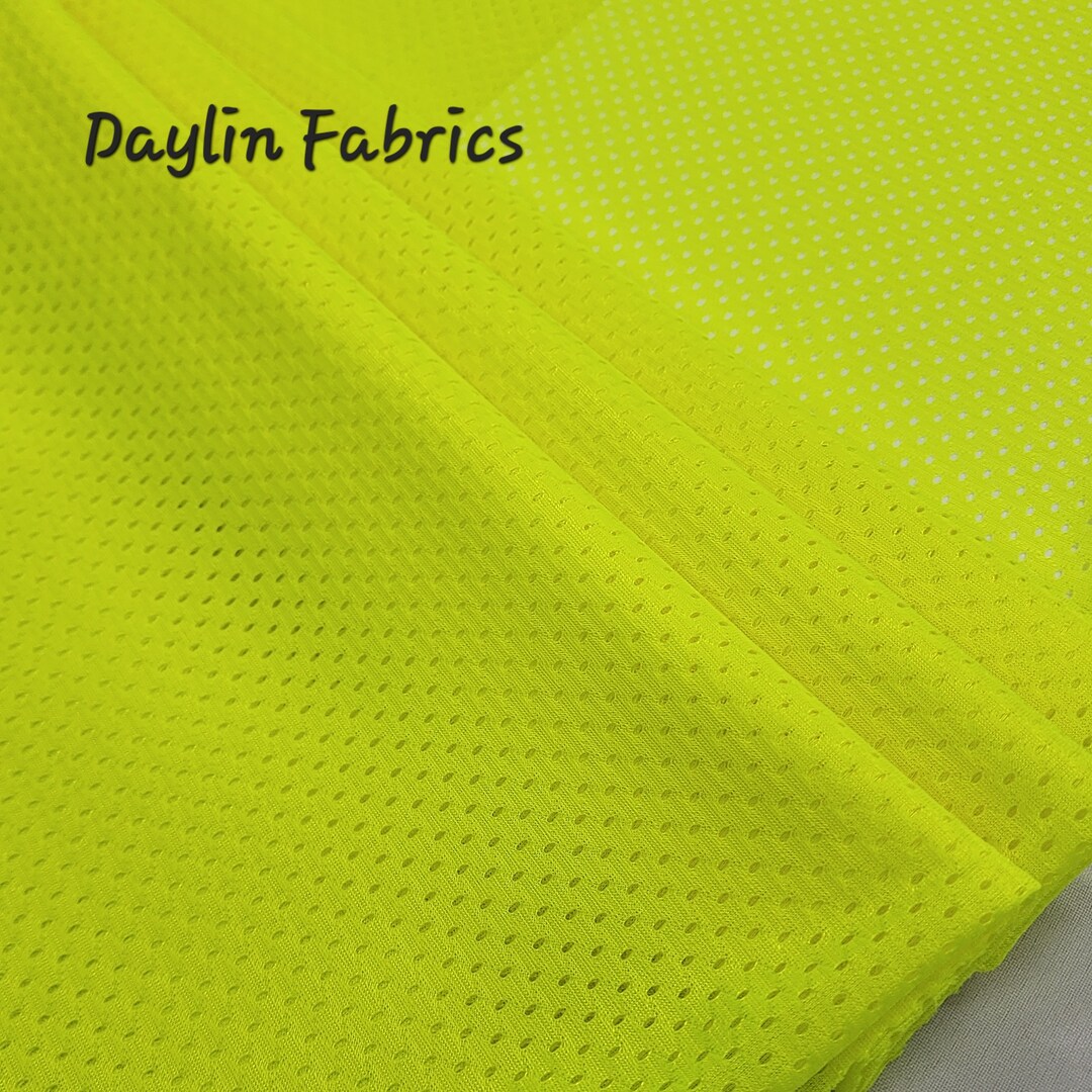 Neon Yellow Athletic Sports Mesh Knit 100% Polyester Football Sports ...