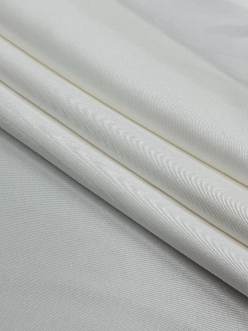 Off White Italian Smooth Stretch Mikado Fabric Light Ivory Mikado Satin ...