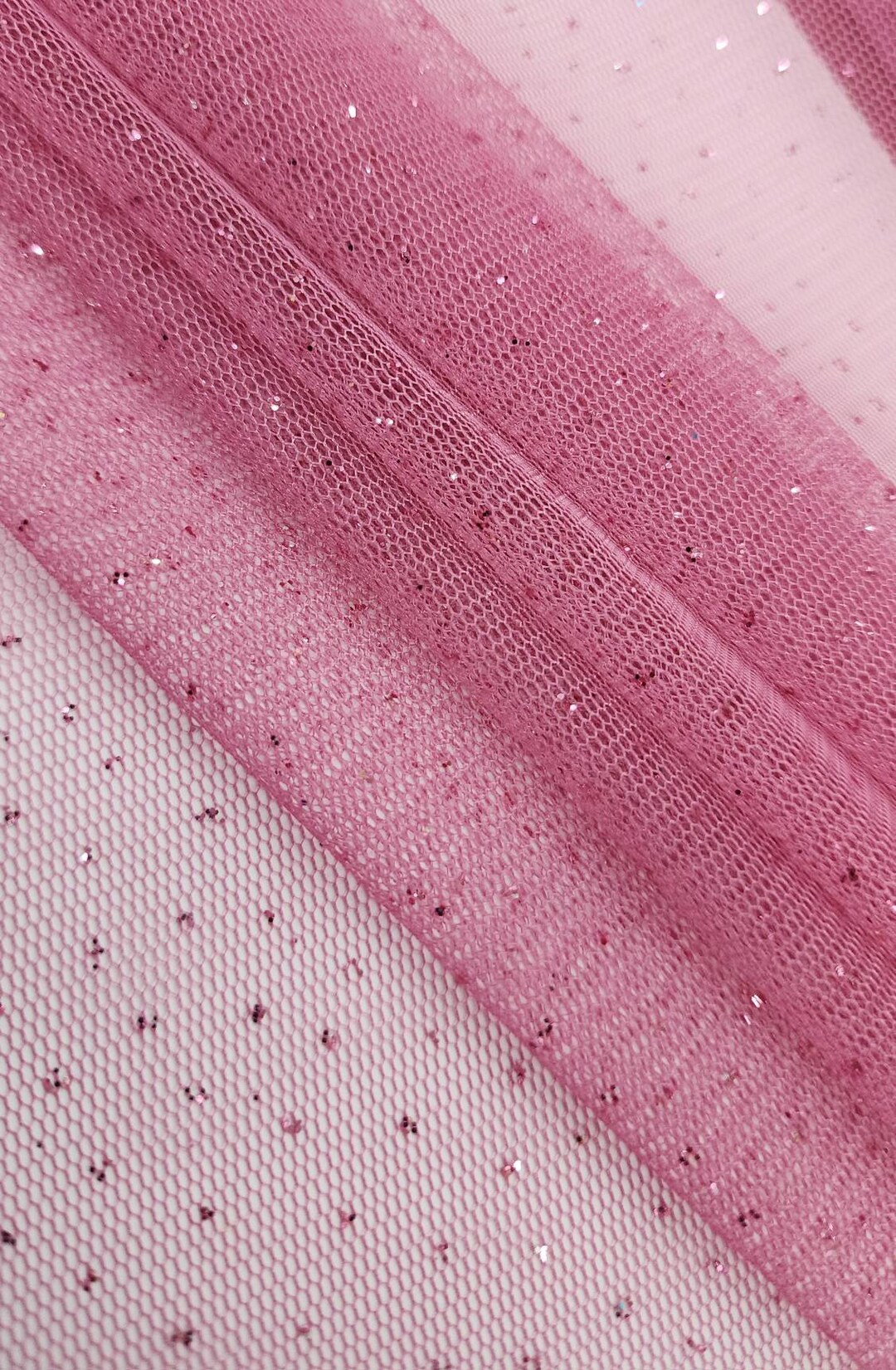 DUSTY ROSE Glitter Sparkle English Netting Tulle Fabric by the Yard ...