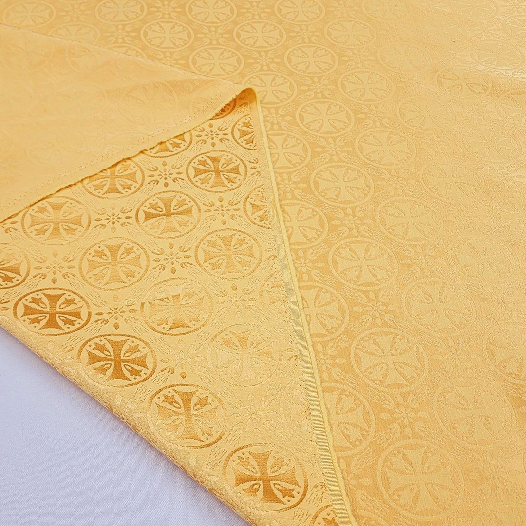 GOLD Religious Jacquard Brocade Fabric - Liturgical- Vestment ...