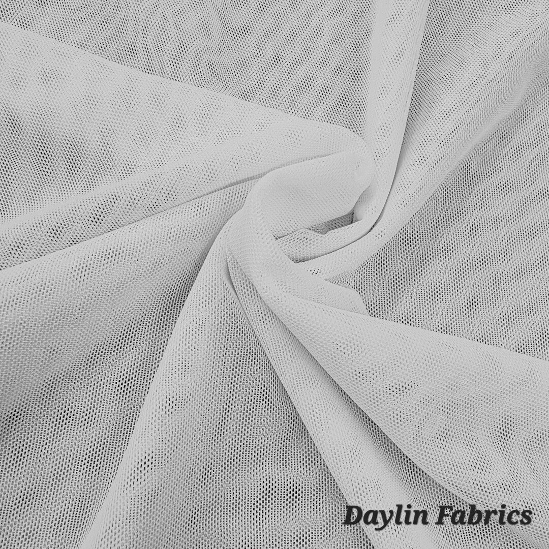 White Power Mesh Nylon Spandex Fabric by the Yard - 4 Way Stretch Power ...