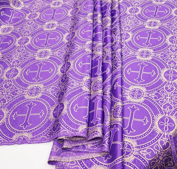 Purple Gold Religious Brocade Liturgical Fabric - Etsy