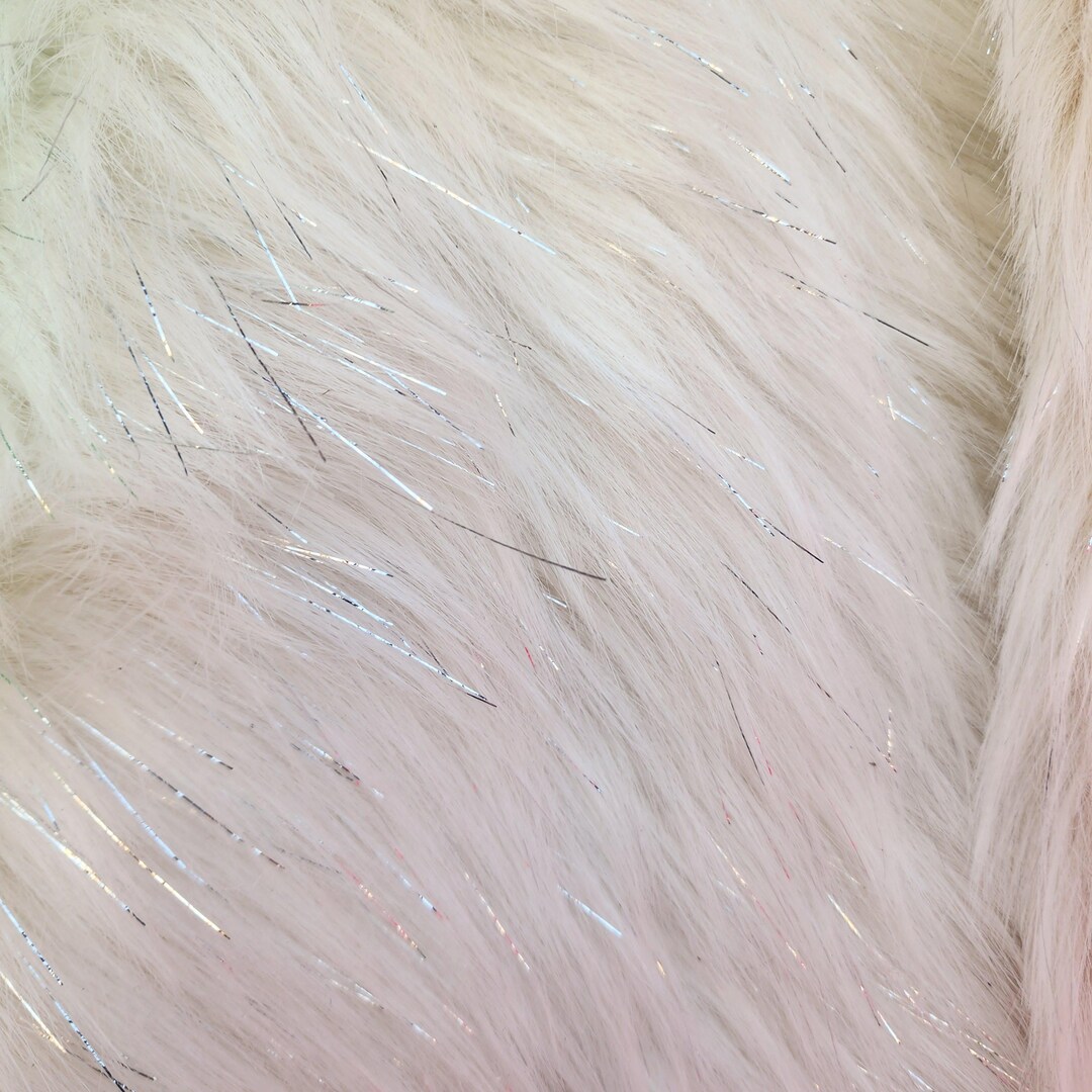 Ivory Silve Long Pile Soft Faux Fur Fabric Shag Shaggy Material by Yard ...