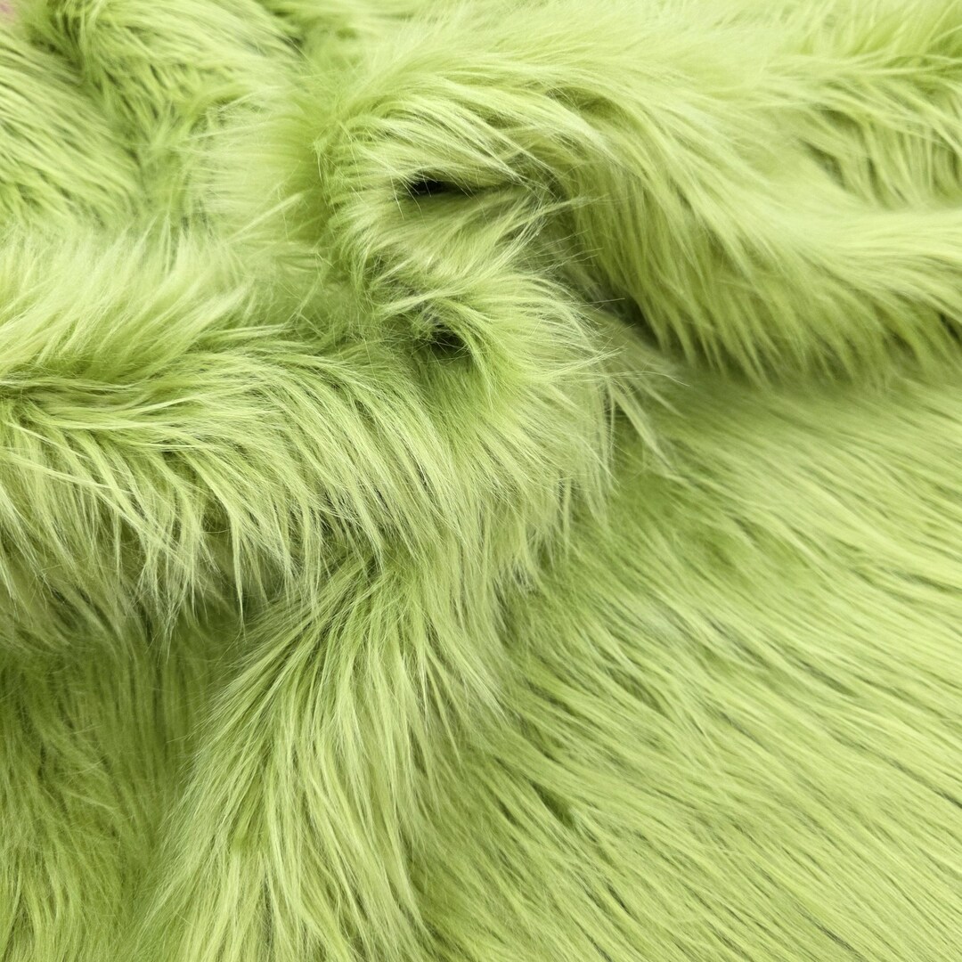 Sage Green Long Pile Soft Faux Fur Fabric Shag Shaggy Material by Yard ...