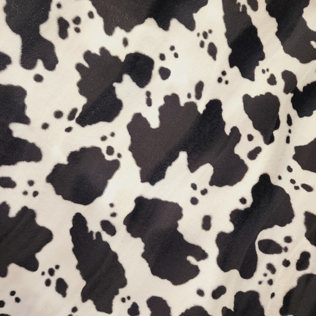 White Black Cow Print Velboa Faux Fabric Wave Pattern Soft Faux Fur Leather Fabric Animal Print ...