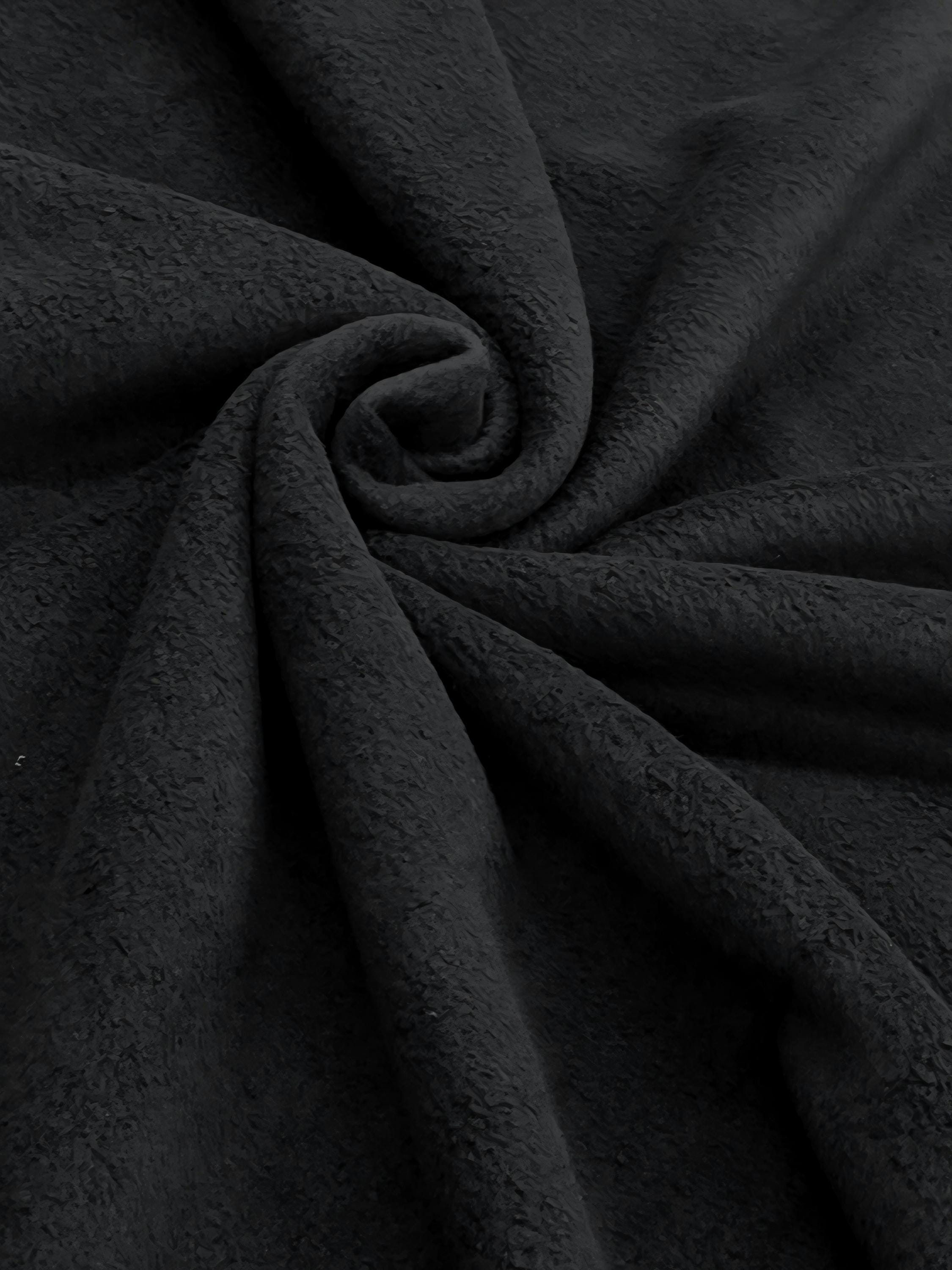 Black Solid Poly Cotton Fleece Fabric by the Yard and Bolt Polar Fleece ...