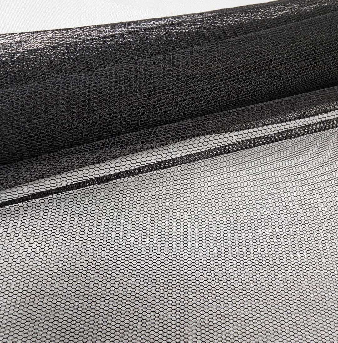 Black Polyester English Netting Fabric - Light Weight Net - Soft ...