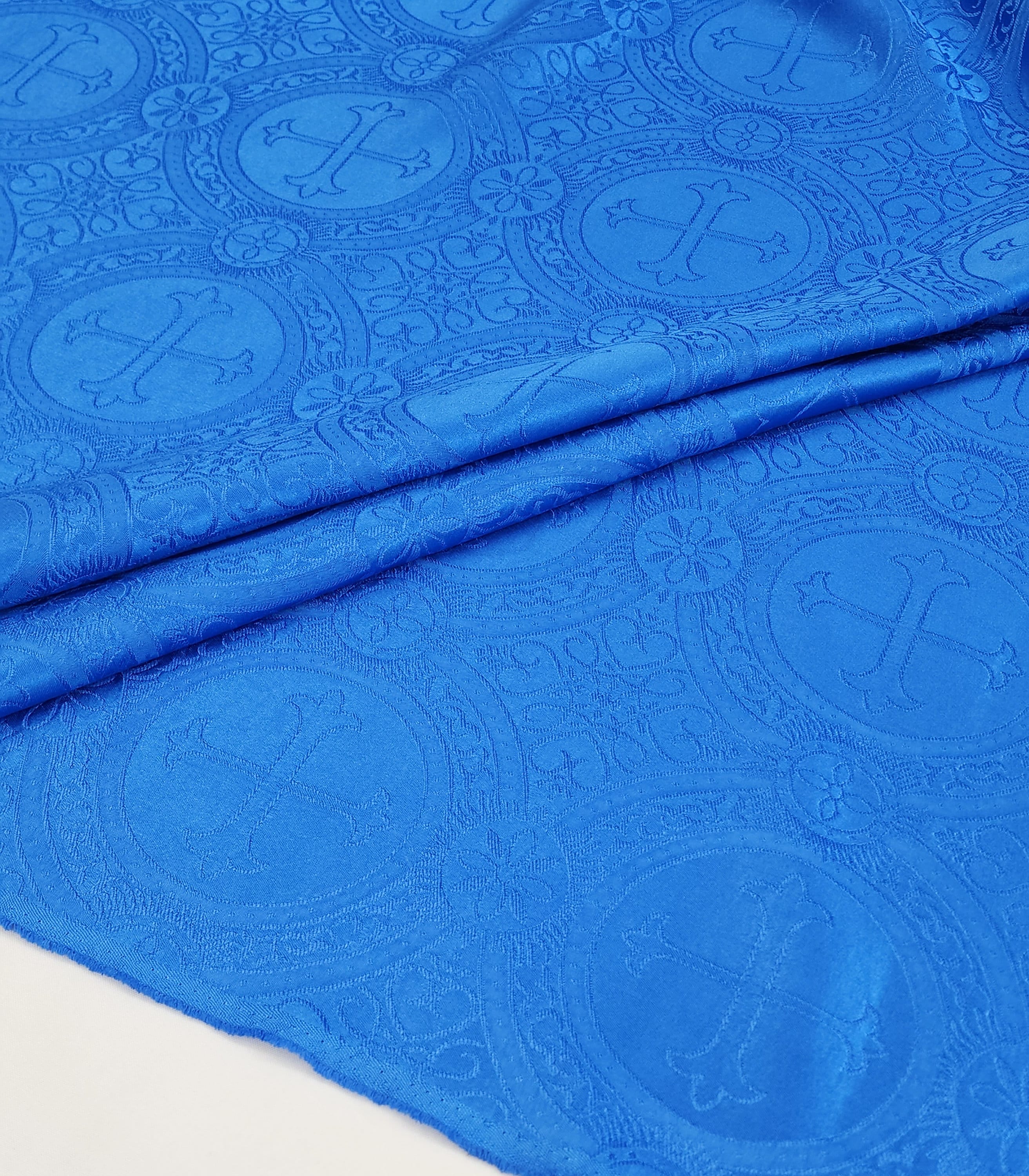 Liturgical Cross Brocade Fabric by the Yard - Religious - Jacquard ...