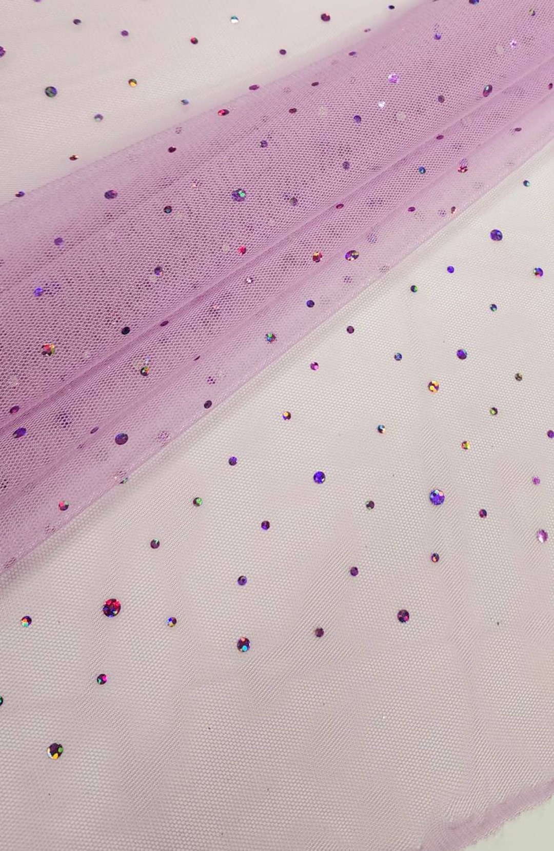 LILAC English Netting Fabric With Hologram by the Yard - Iridescent ...