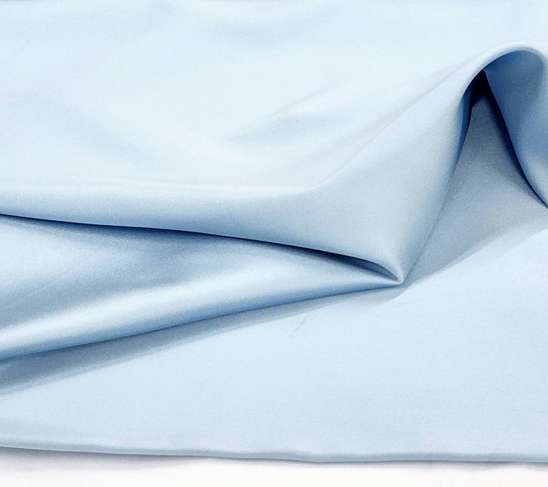 Baby Blue Silk Minimal Stretch Bridal Satin Fabric by the Yard for Gown ...