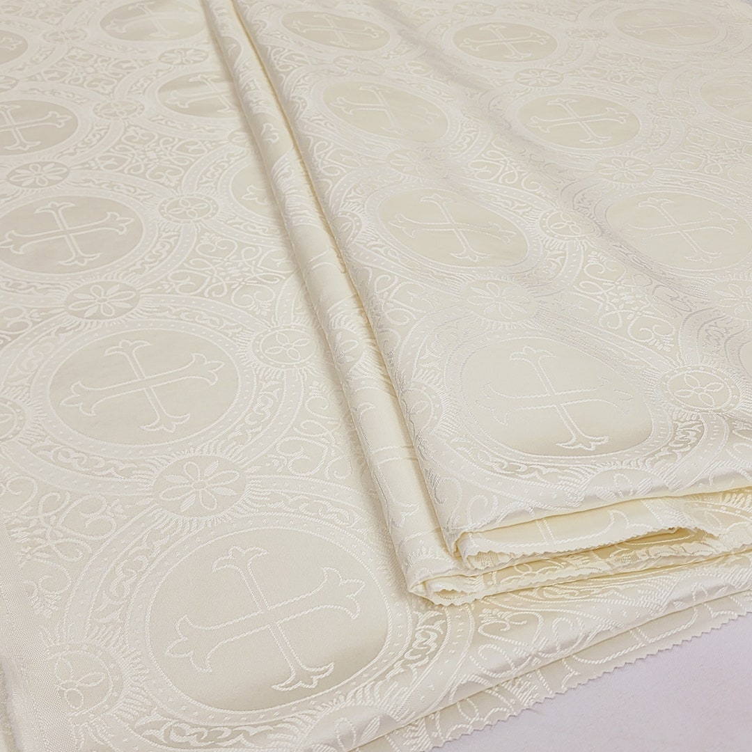 Off White Liturgical Brocade Fabric Sold by the Yard for Vestment ...