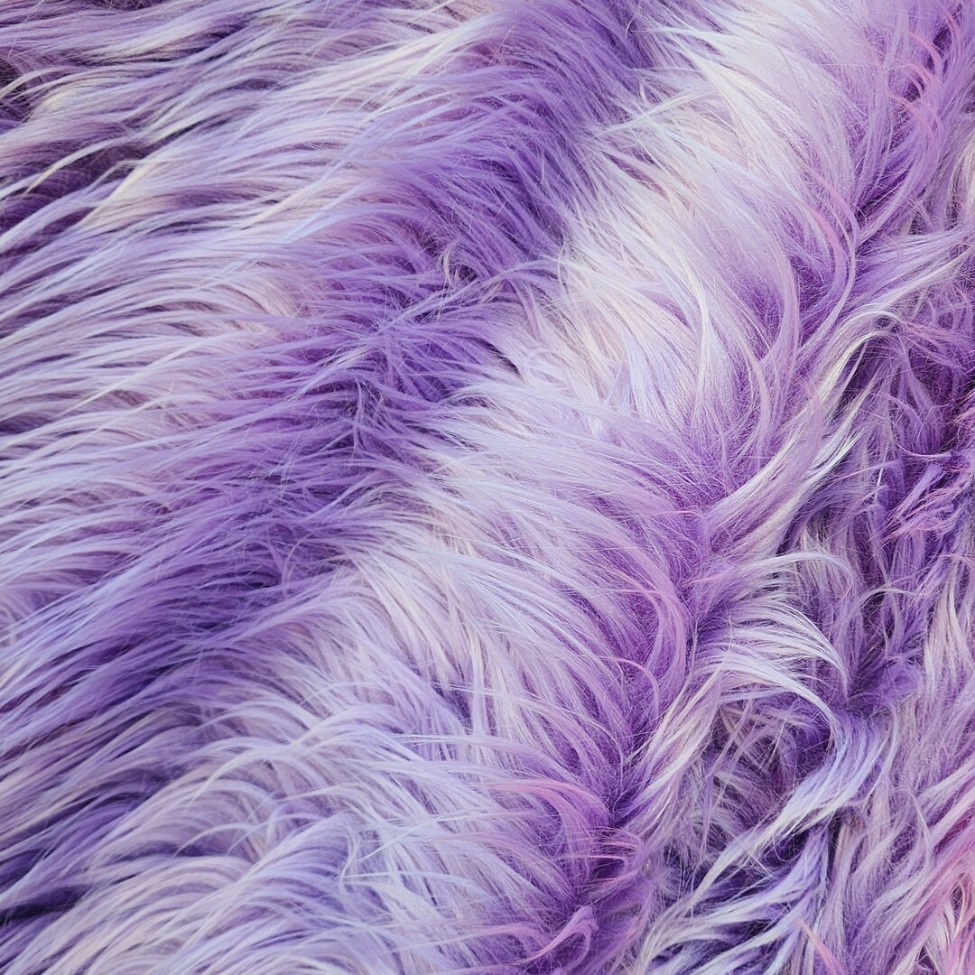Lilac Long Pile Soft Faux Fur Fabric Shag Shaggy Material by Yard for ...