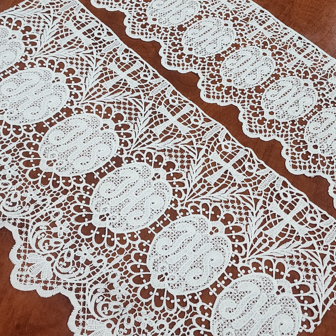 White Liturgical Lace Trim Fabric by the Yard Religious Marian Lace JHS ...