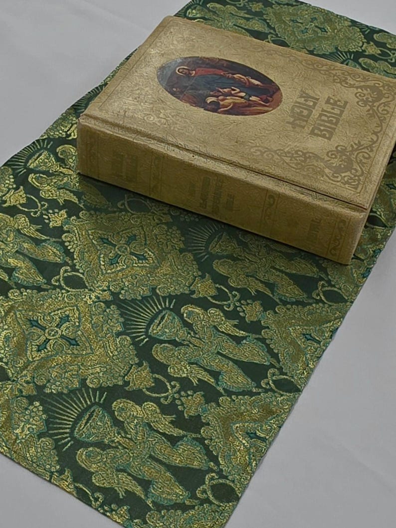 Green Gold Liturgical Prayer Table Cloth Catholic Christian 6 Sizes ...