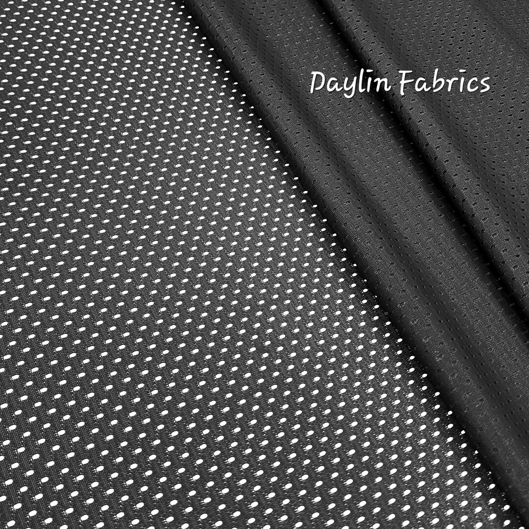 BLACK Athletic Sports Mesh Knit 100% Polyester Football Sports Mesh ...