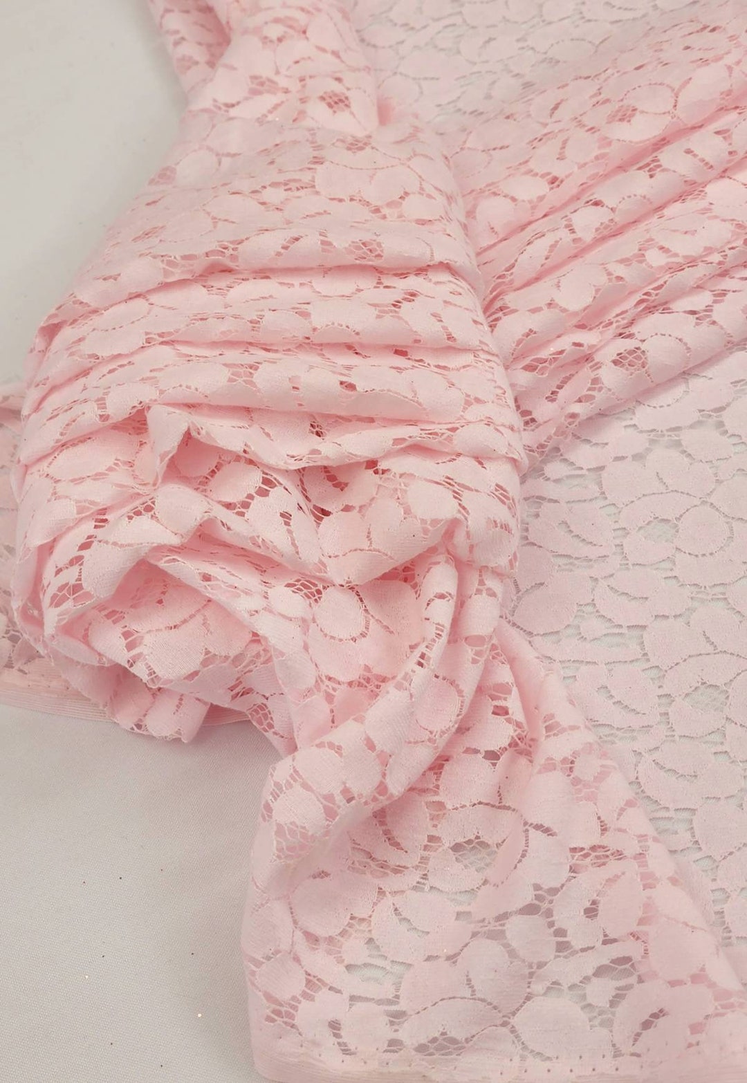 Light Pink Embroidery Floral on Mesh Lace Fabric by the Yard for Bridal ...
