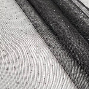 BLACK BLACK Glitter Sparkle English Netting Tulle Fabric by the Yard ...