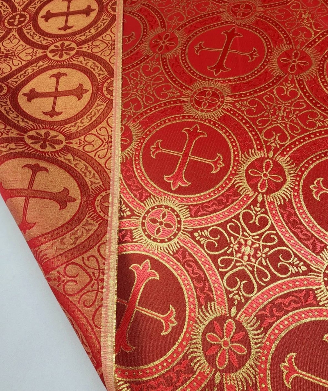Red Gold Religious Brocade - Liturgical Fabric - Ecclesiastical ...
