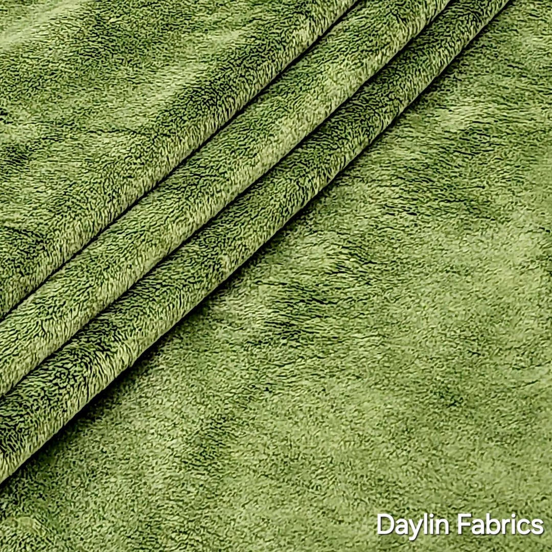 Olive Green Minky Fabric by the Yard 60” Wide Soft Cuddle Fabric 3.mm ...