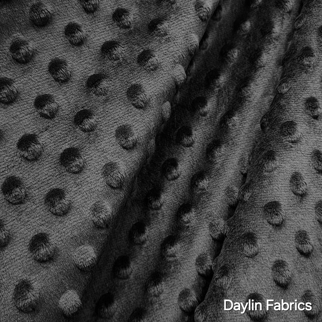 Black Rich Embossed Dimple Dots Soft Velvety Minky Fabric for Blankets ...