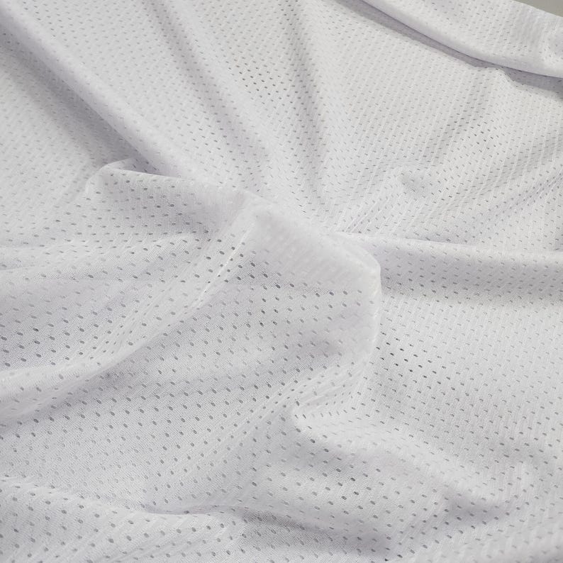 WHITE Athletic Sports Mesh Knit 100% Polyester Football Sports Mesh ...