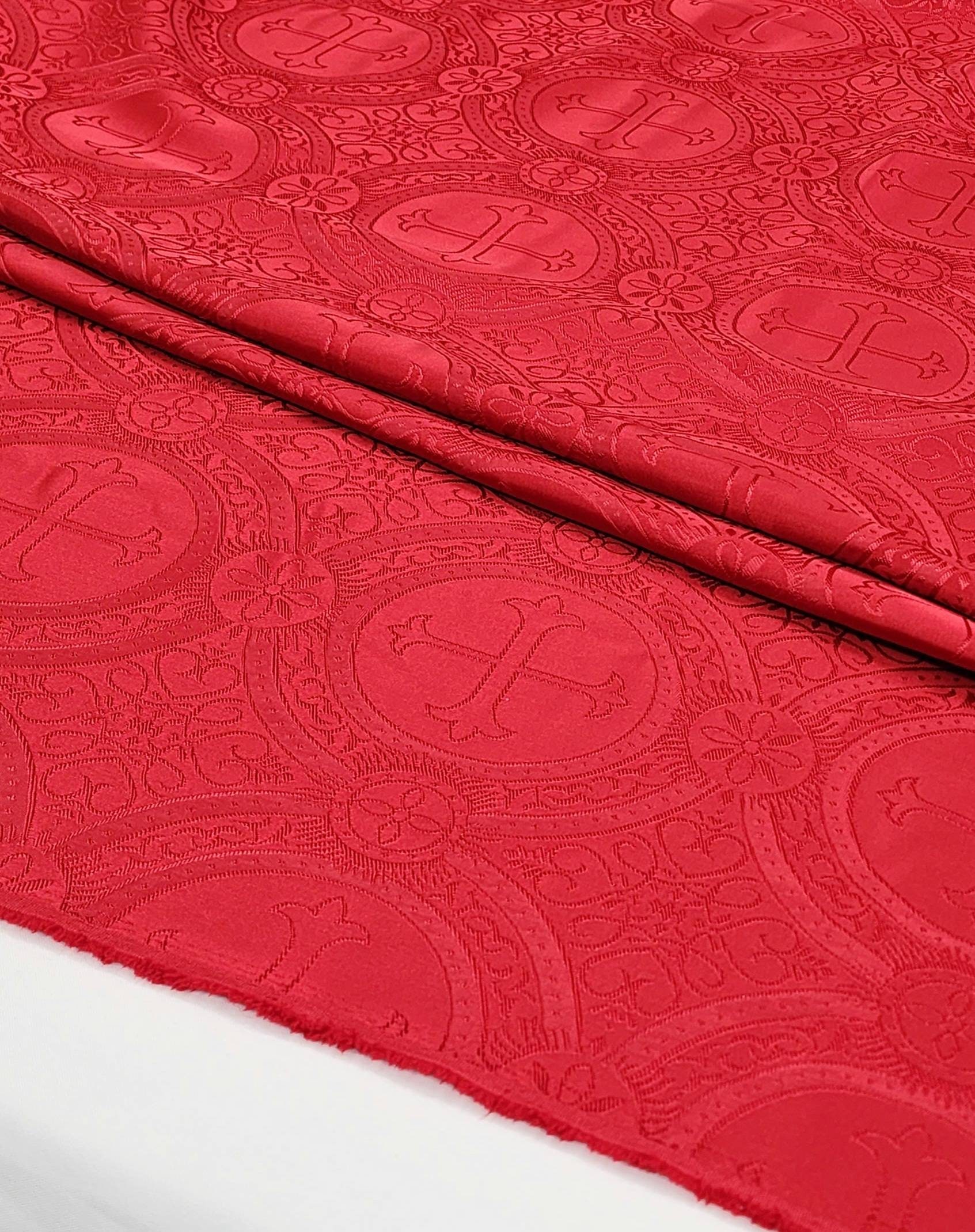 Red Religious Brocade - Liturgical Fabric - Ecclesiastical Jacquard ...