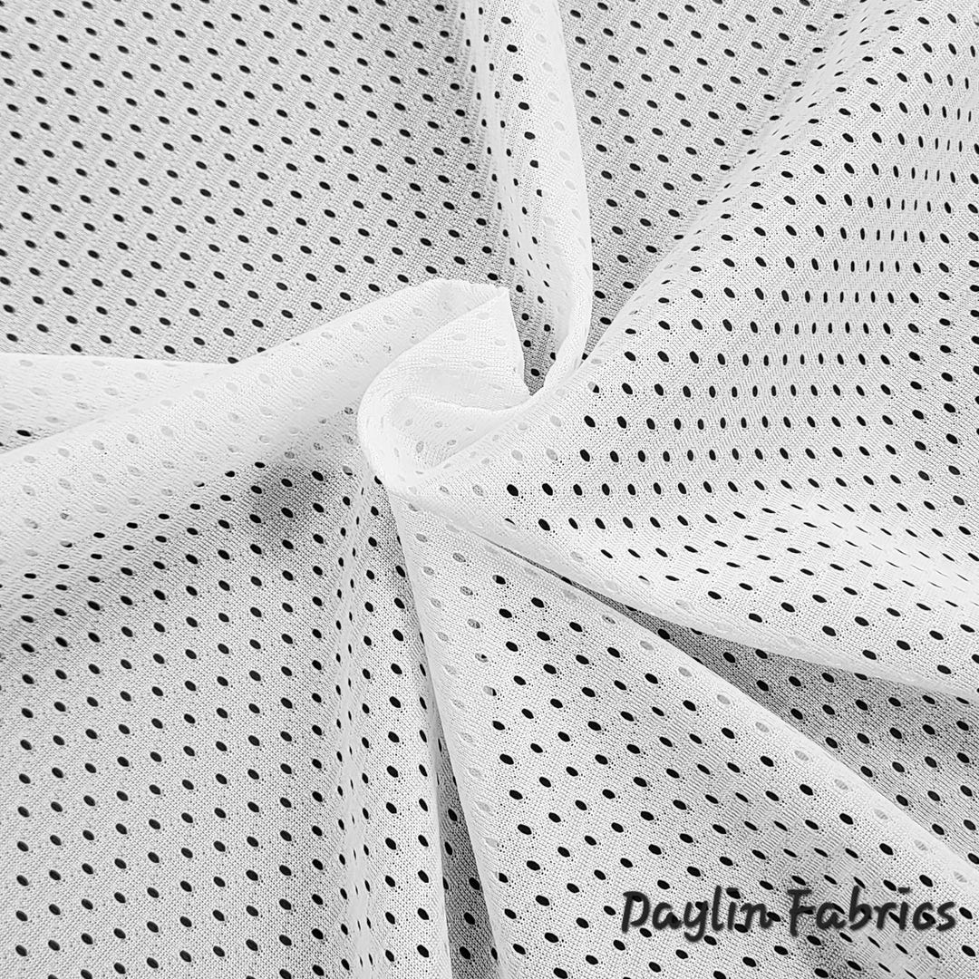 WHITE Athletic Sports Mesh Knit 100% Polyester Football Sports Mesh ...