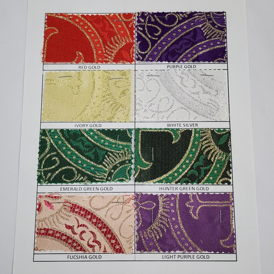Liturgical Fabric Religious Brocade Metallic Cross Pattern ...