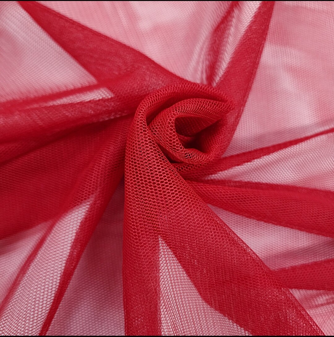 RED English Netting Fabric by the Yard, 58/60"wide, Sheer Mesh Bridal ...