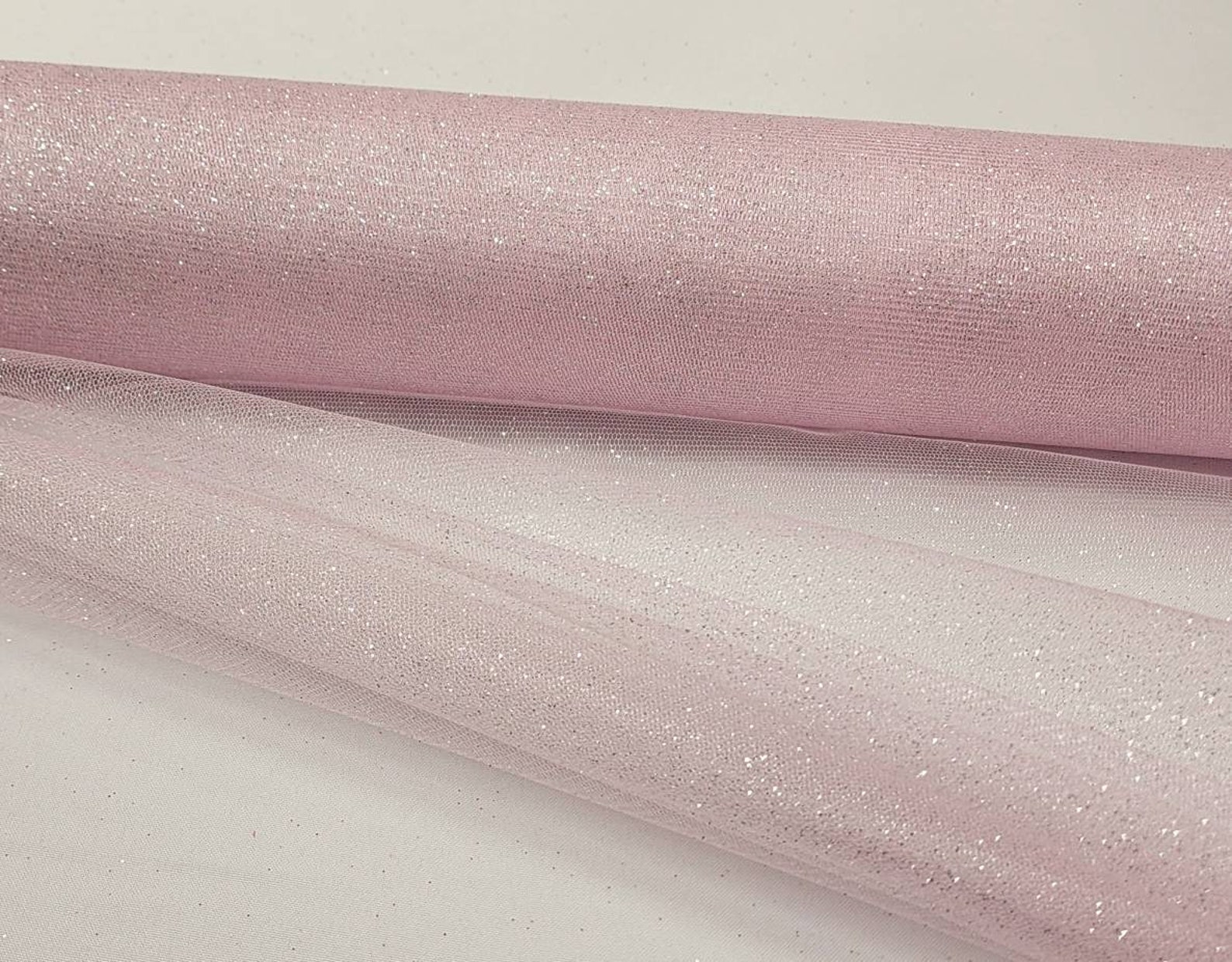 Light Pink Silver Glitter Tulle Sparkle Tulle Fabric by the - Etsy