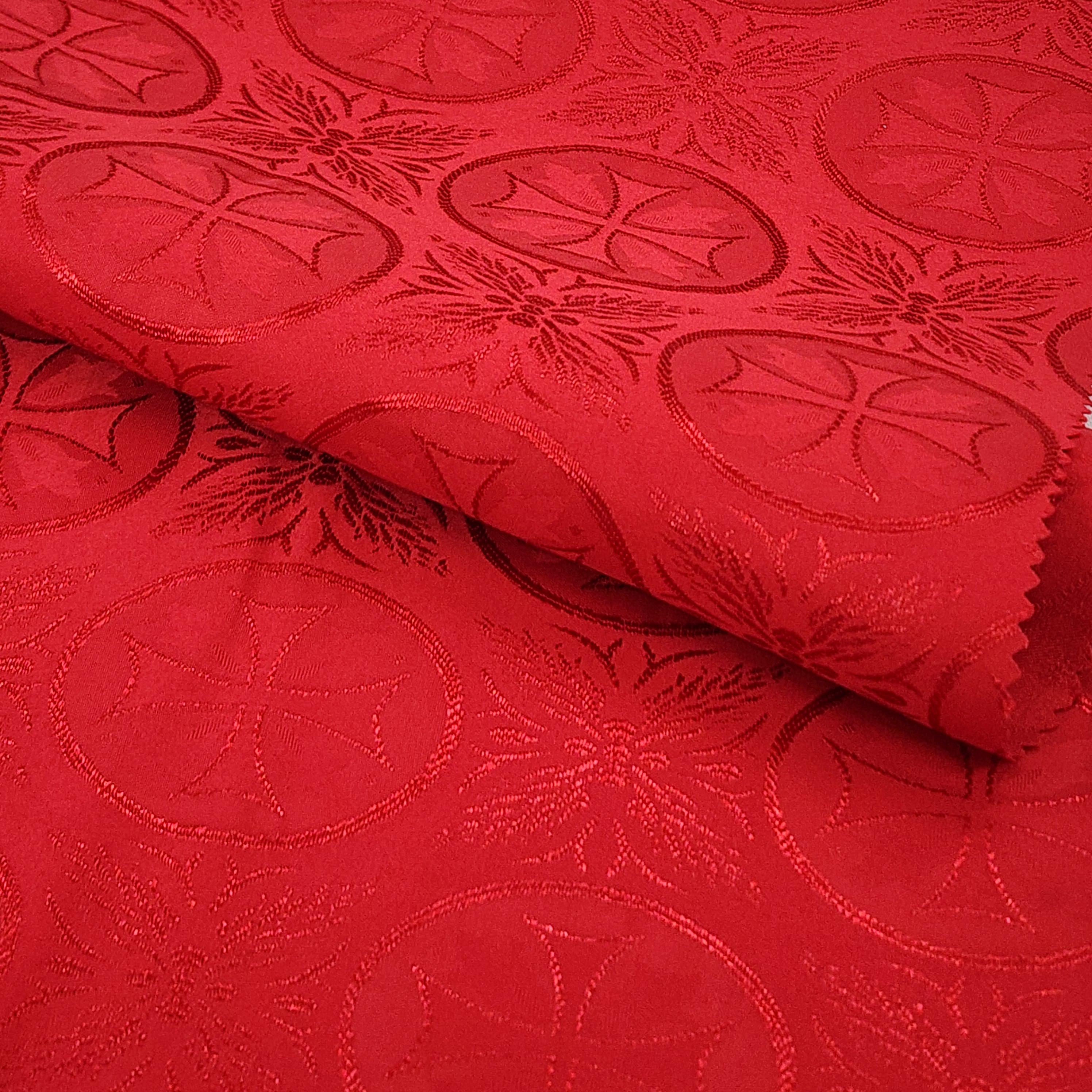 RED Religious Brocade Liturgical Fabric Ecclesiastical Jacquard Small ...