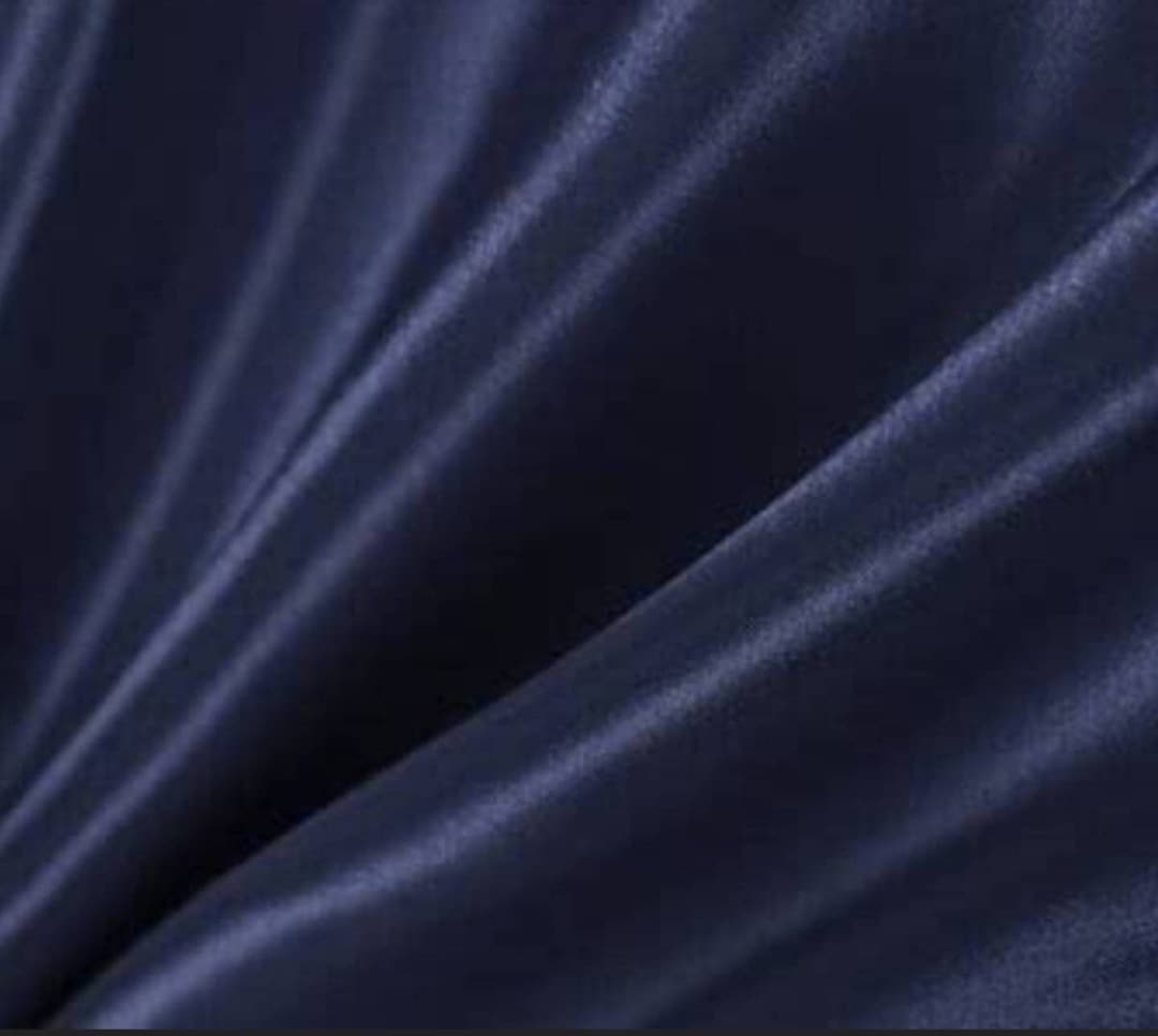 NAVY BLUE Shiny Satin Fabric - Silky Wedding Bridal Satin Fabric by the ...