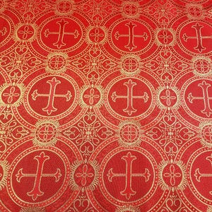 Red Gold Religious Brocade - Liturgical Fabric - Ecclesiastical ...
