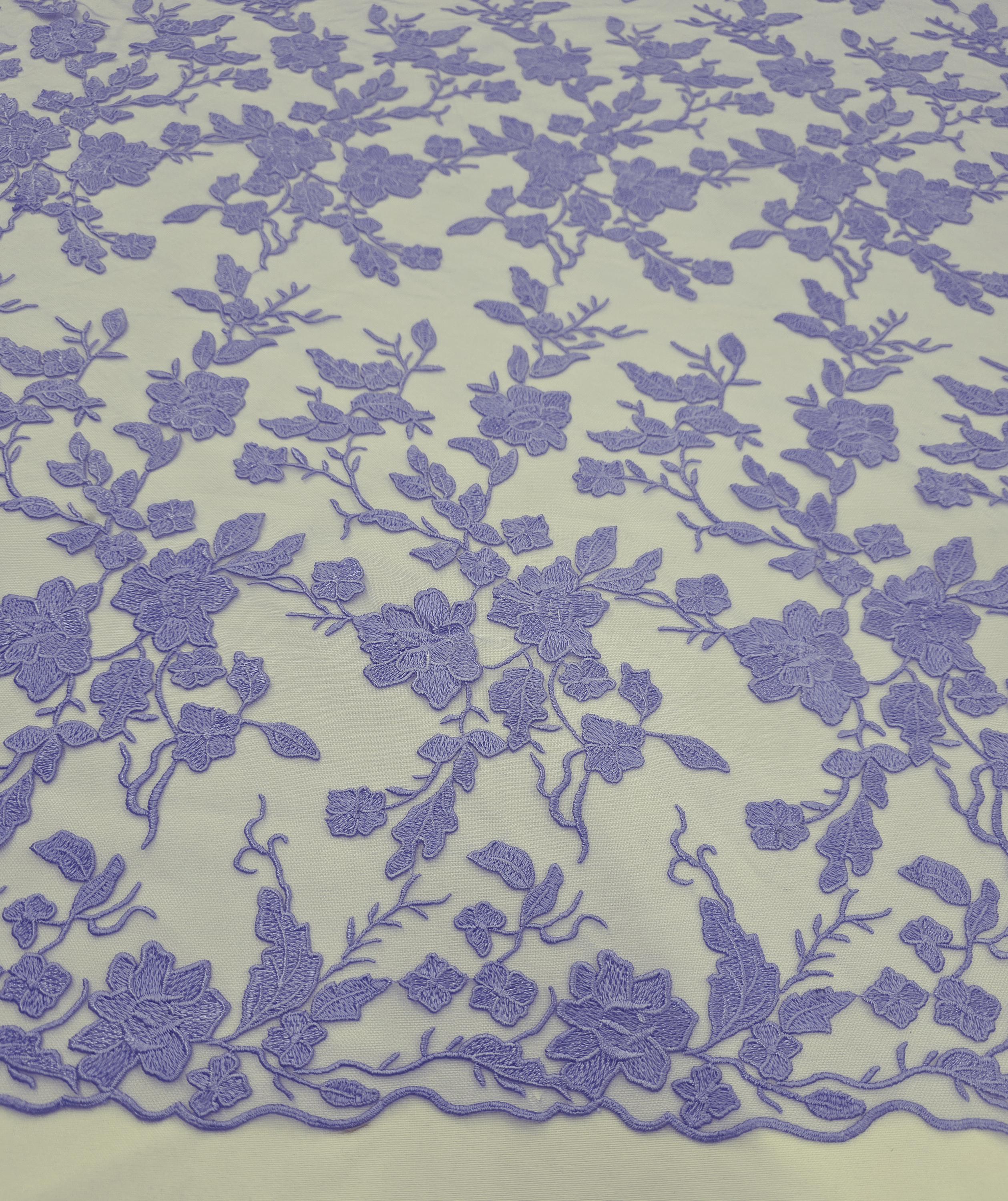 Lavender Floral Embroidery Mesh Lace Fabric by the Yard for Wedding ...