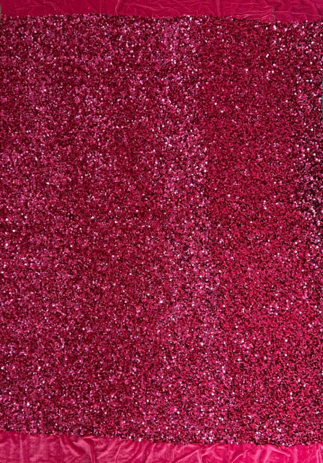 Luxury Fuchsia Overlap Sequins on Fuchsia Stretch Velvet Fabric by the ...