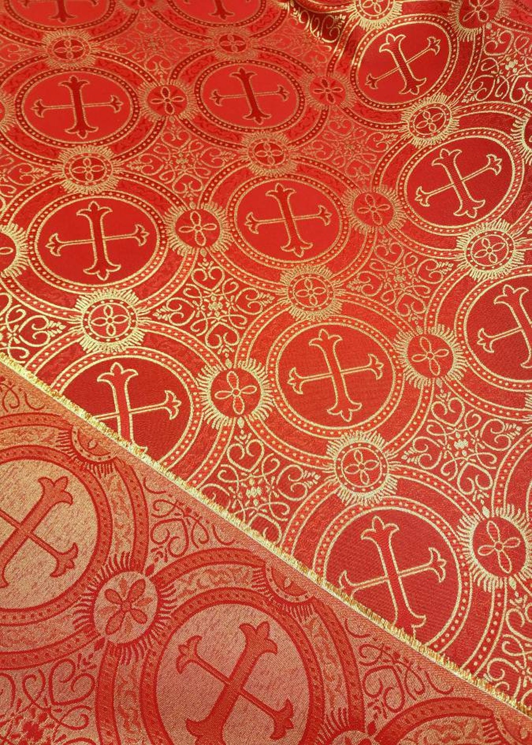 Red Gold Religious Brocade - Liturgical Fabric - Ecclesiastical ...