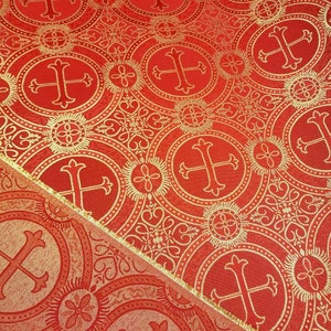 Red Gold Religious Brocade - Liturgical Fabric - Ecclesiastical ...