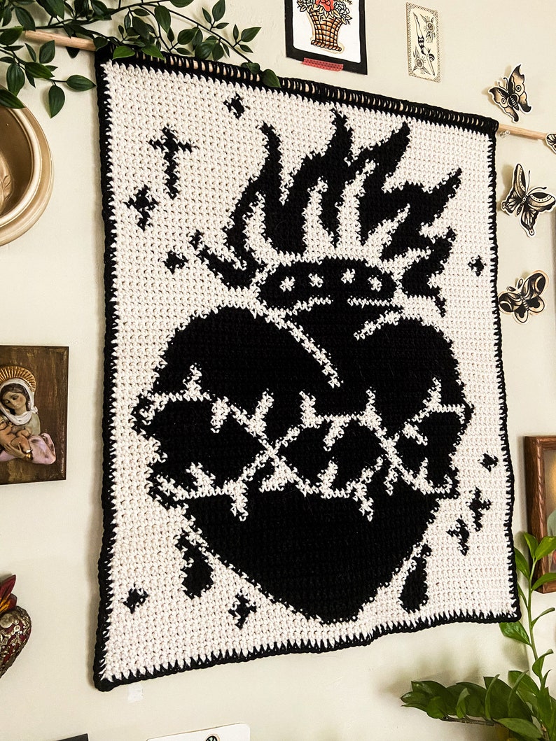 Sacred Heart Crochet Tapestry Pattern - Etsy