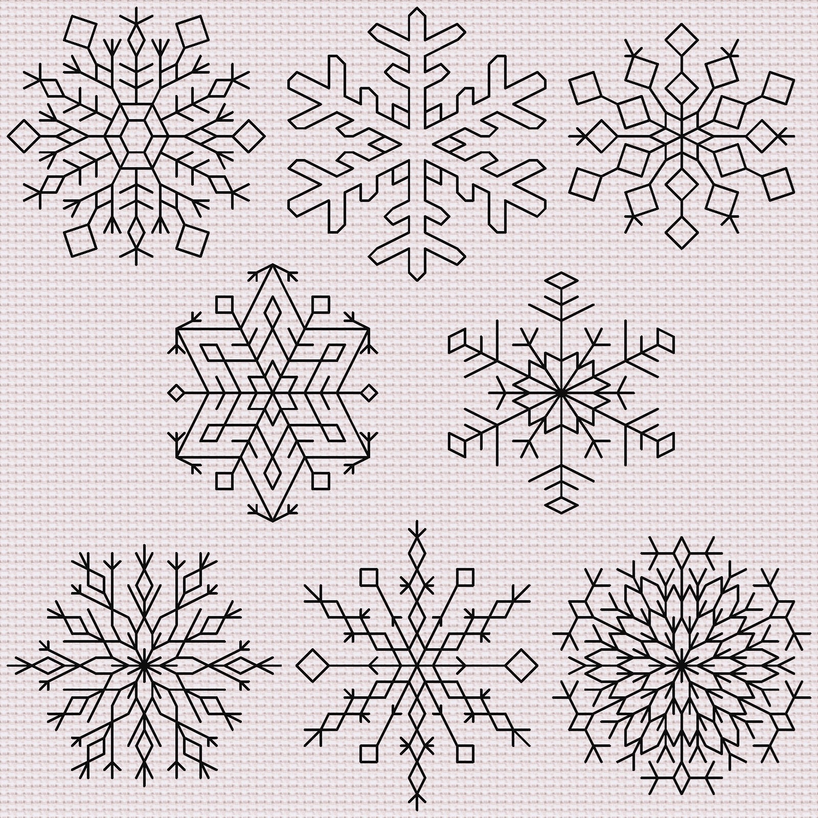8 Six-sided Blackwork Snowflakes - Etsy