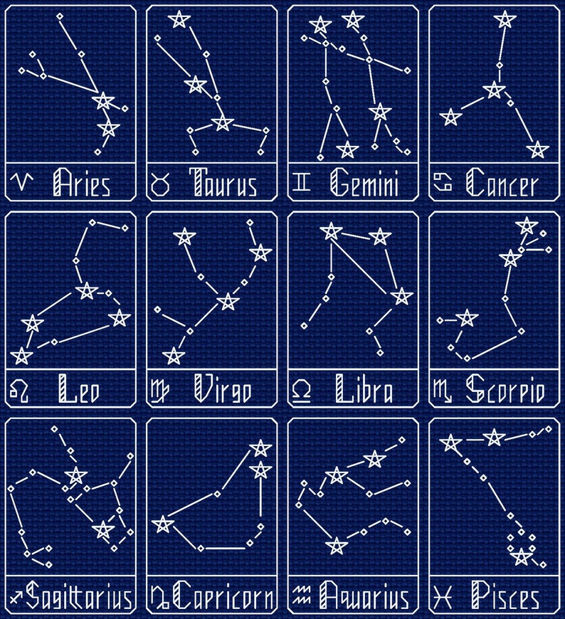 Zodiac/horoscope Mini Blackwork Patterns - Etsy