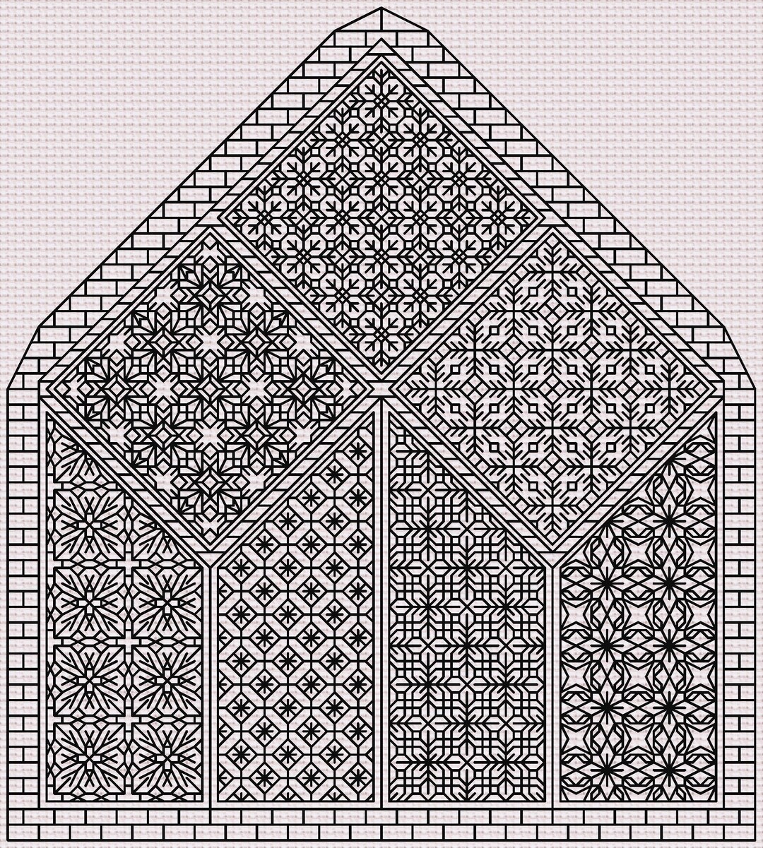 Stained Glass Window Blackwork Pattern - Etsy