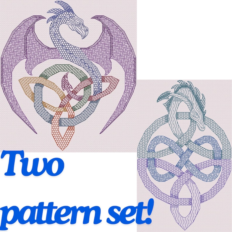 Knot Dragon and Serpent Celtic Nordic Blackwork Pattern Set - Etsy UK