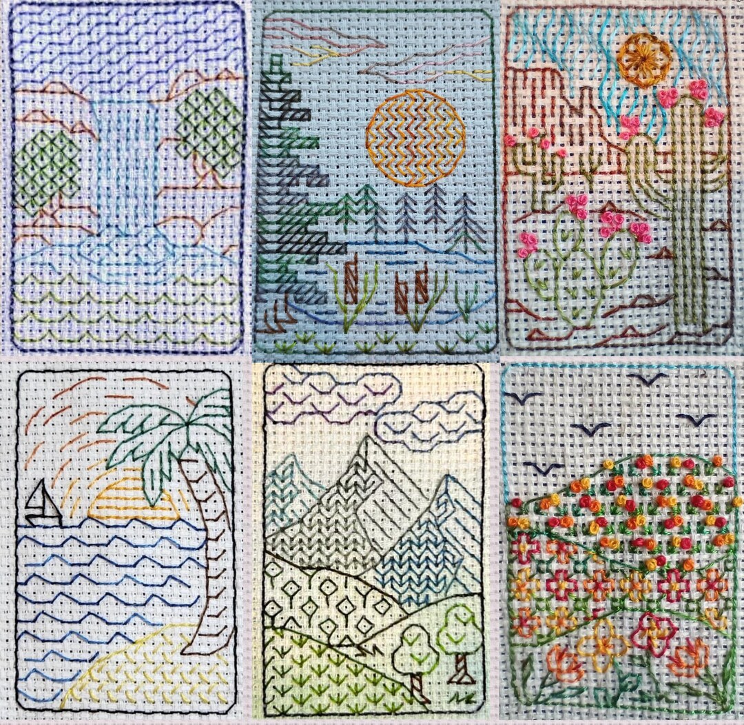Mini Landscapes Blackwork Pattern - Etsy