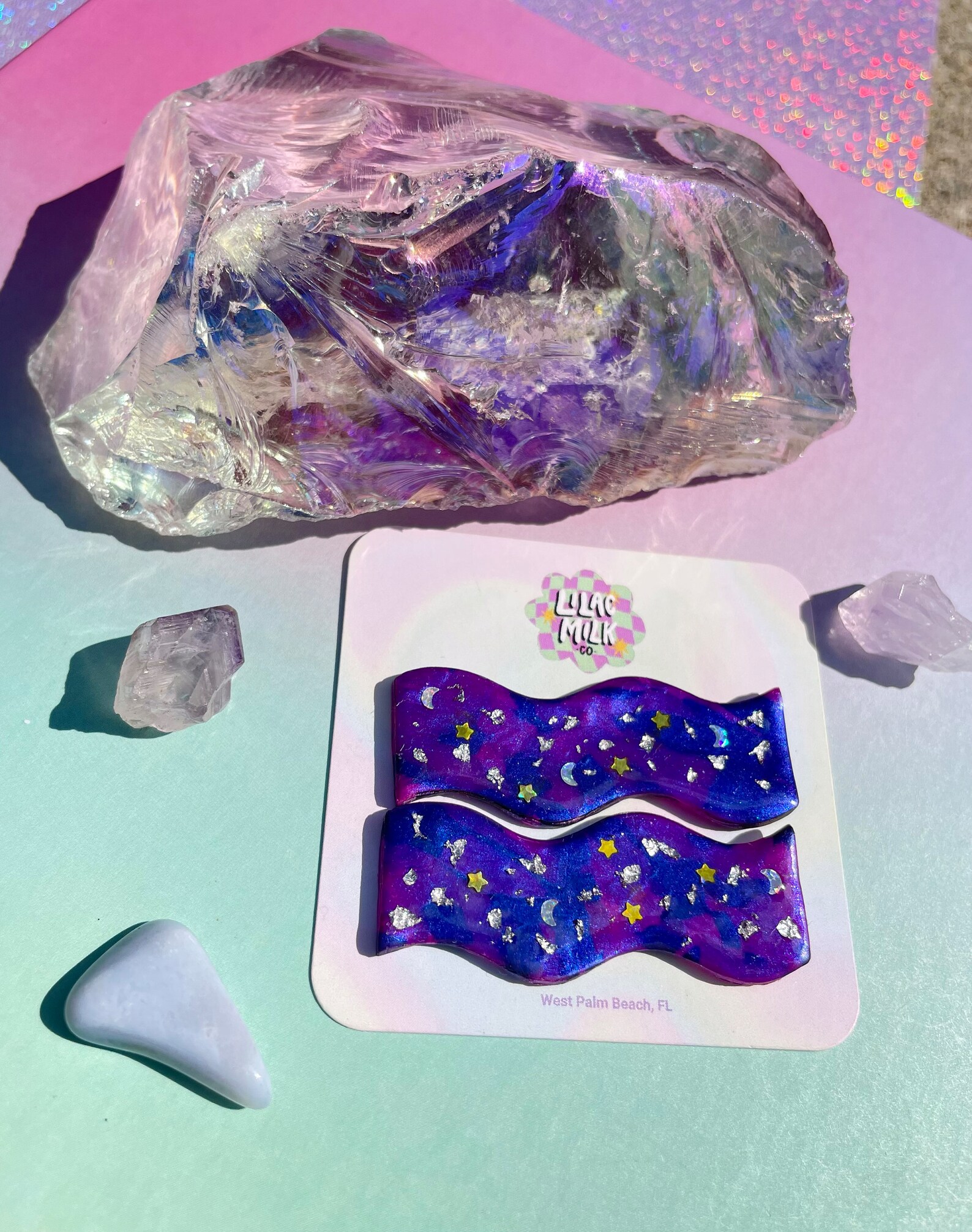 Galaxy Stone Squiggle Hair Clips - Etsy
