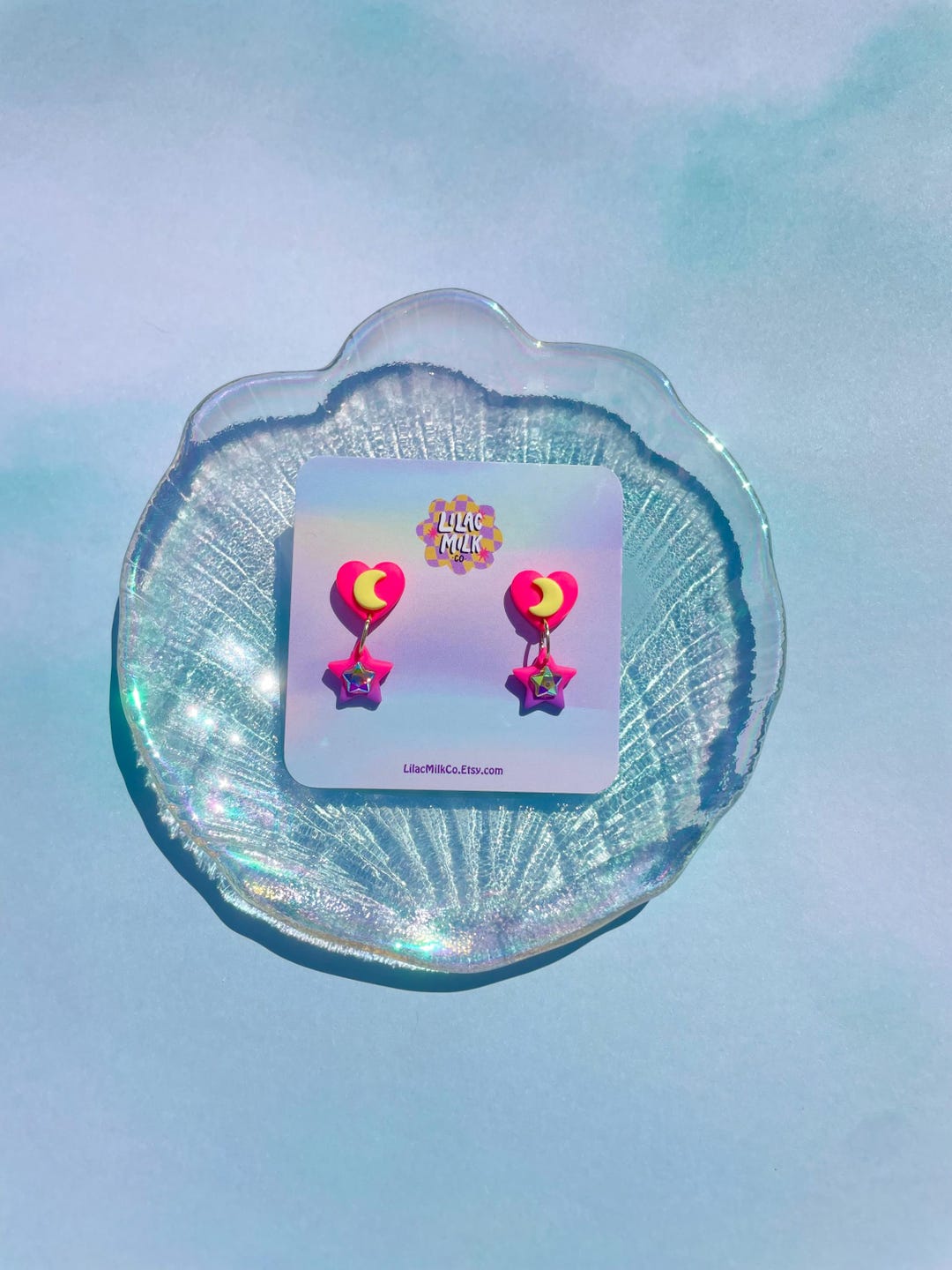 Smol Sailor Moon Heart Moon Star Dangly Studs - Etsy