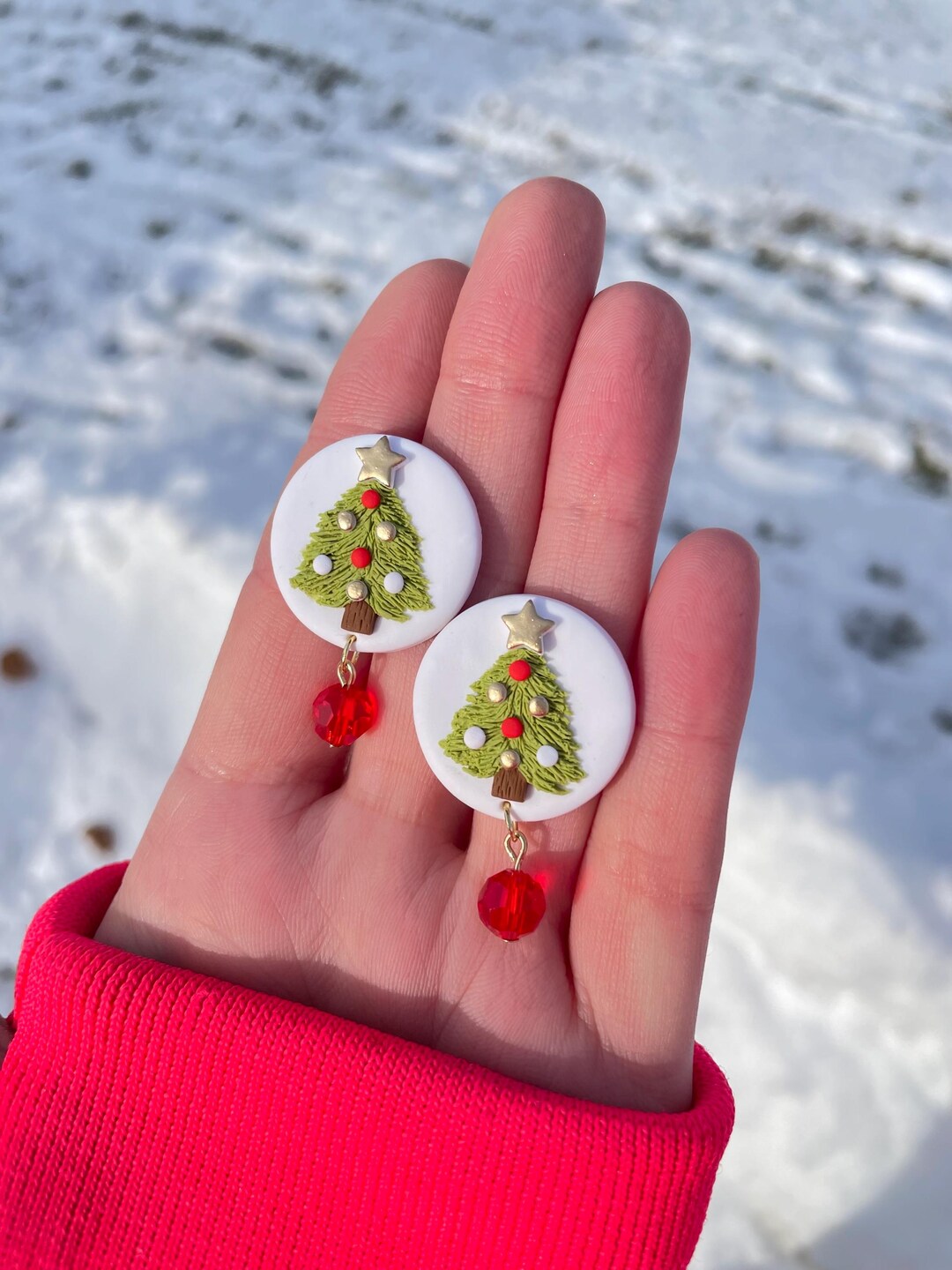 Cutie Christmas Trees With Gold Details and Dangly Beads - Etsy